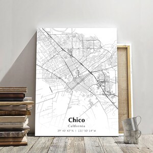 Chico City Map Print, Chico California Map Poster, USA City Street Map ...