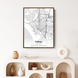Vallejo City Map Print, Vallejo California Map Poster, USA City Street ...