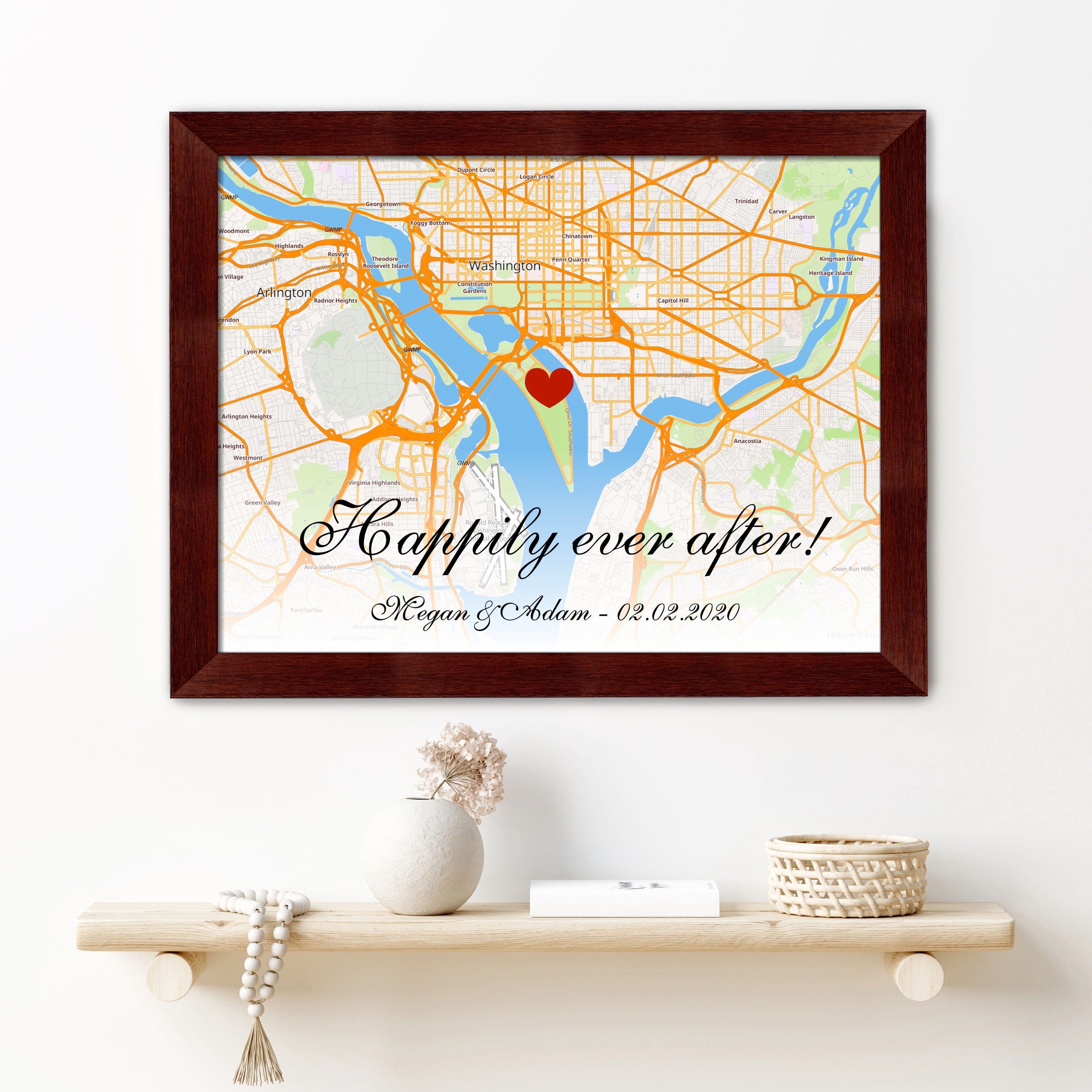 Happily ever after Map paper print Framed map print Custom | Etsy