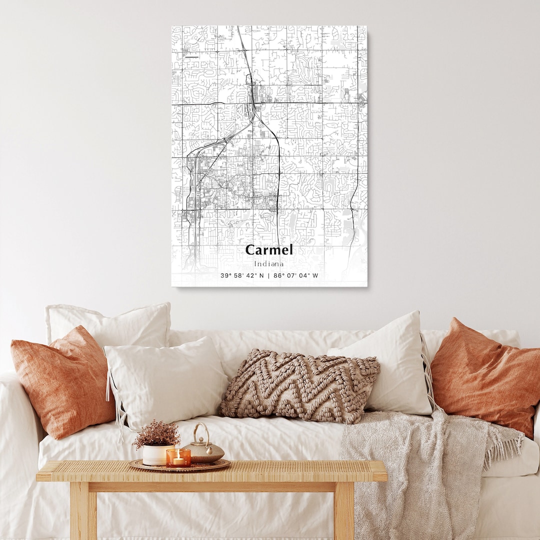 Carmel City Map Print, Carmel Indiana Map Poster, USA City Street Map ...