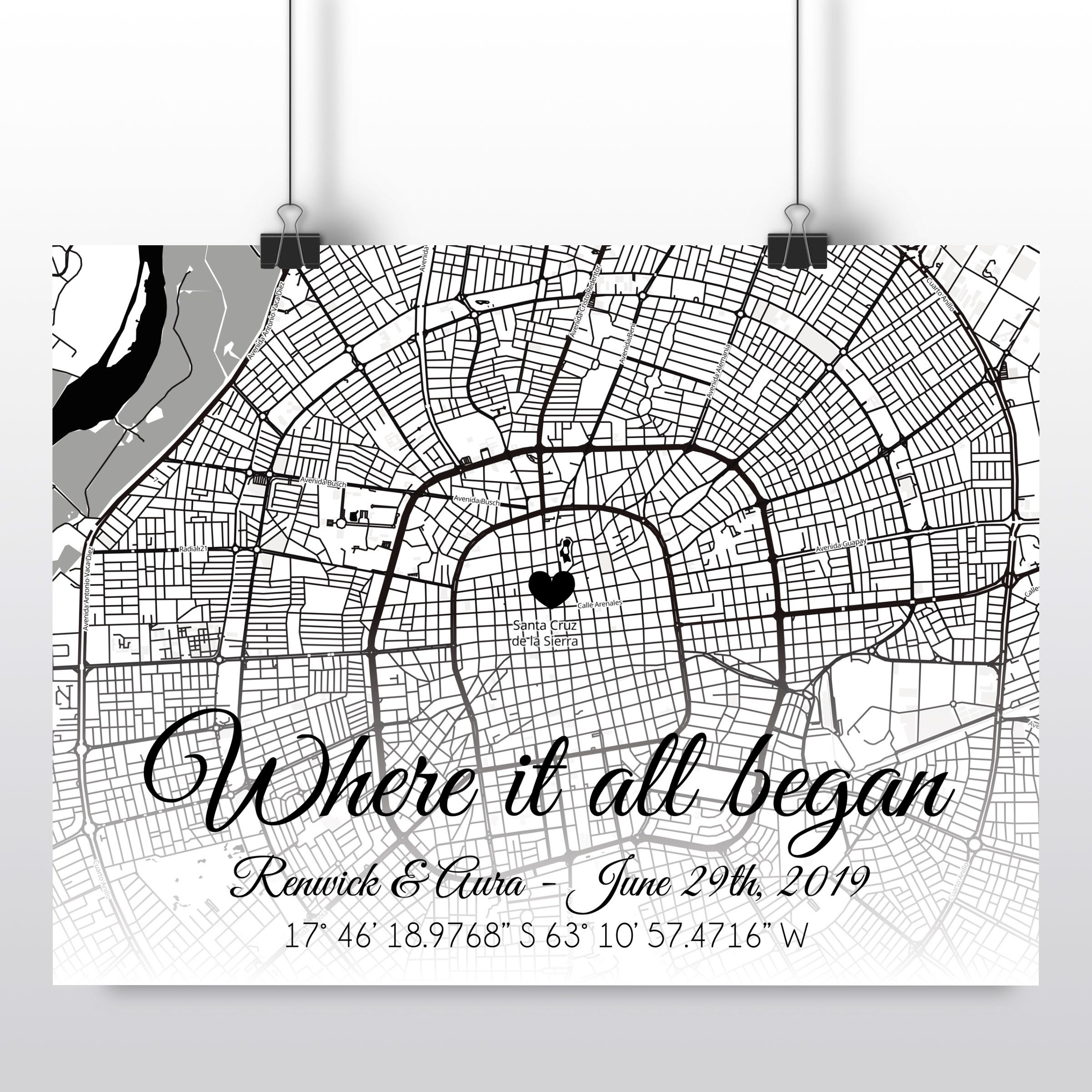 Custom map canvas print Custom map location Custom map | Etsy