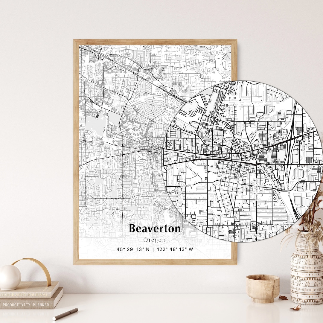 Beaverton City Map Print, Beaverton Oregon Map Poster, USA City Street ...