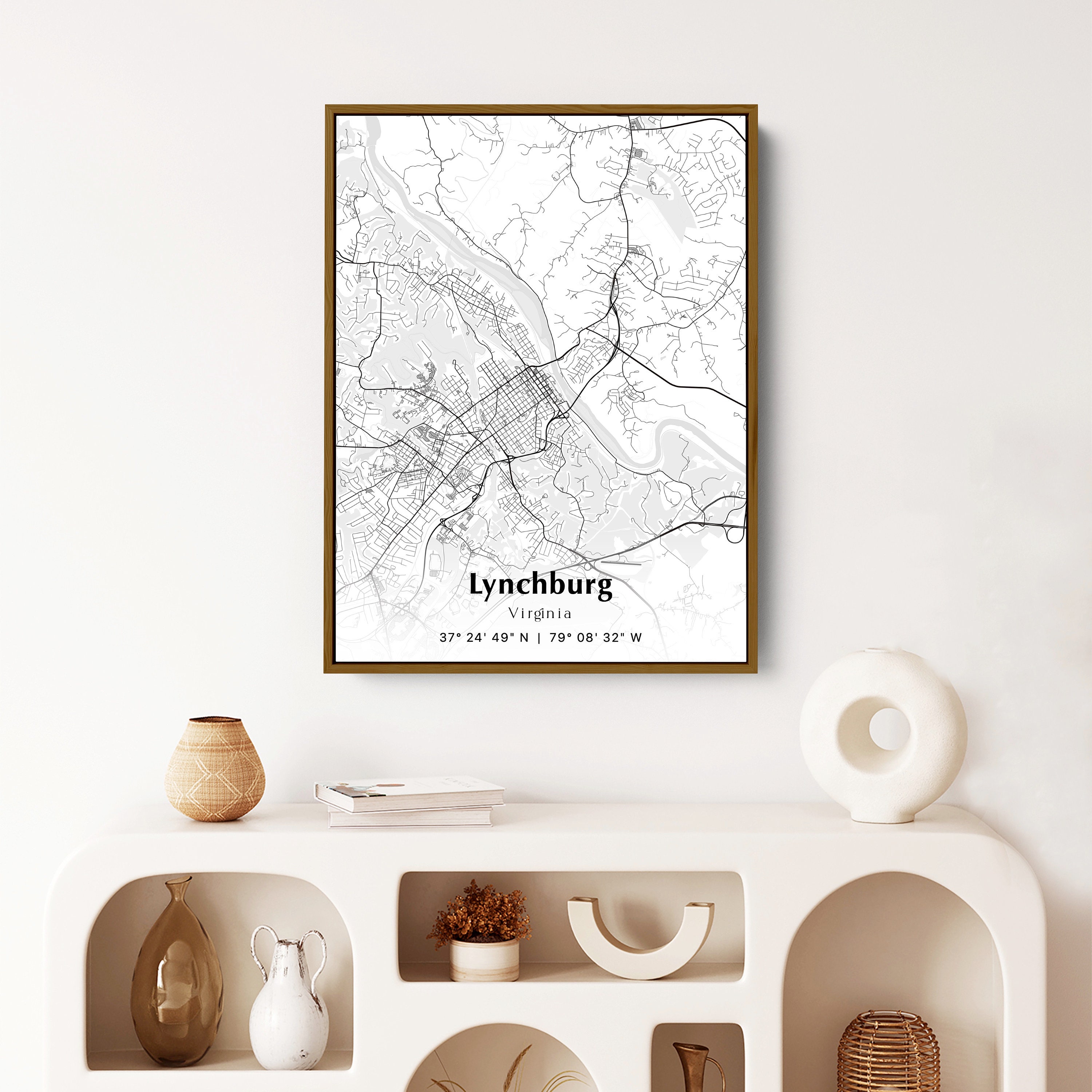 Lynchburg City Map Print, Lynchburg Virginia Map Poster, USA City ...