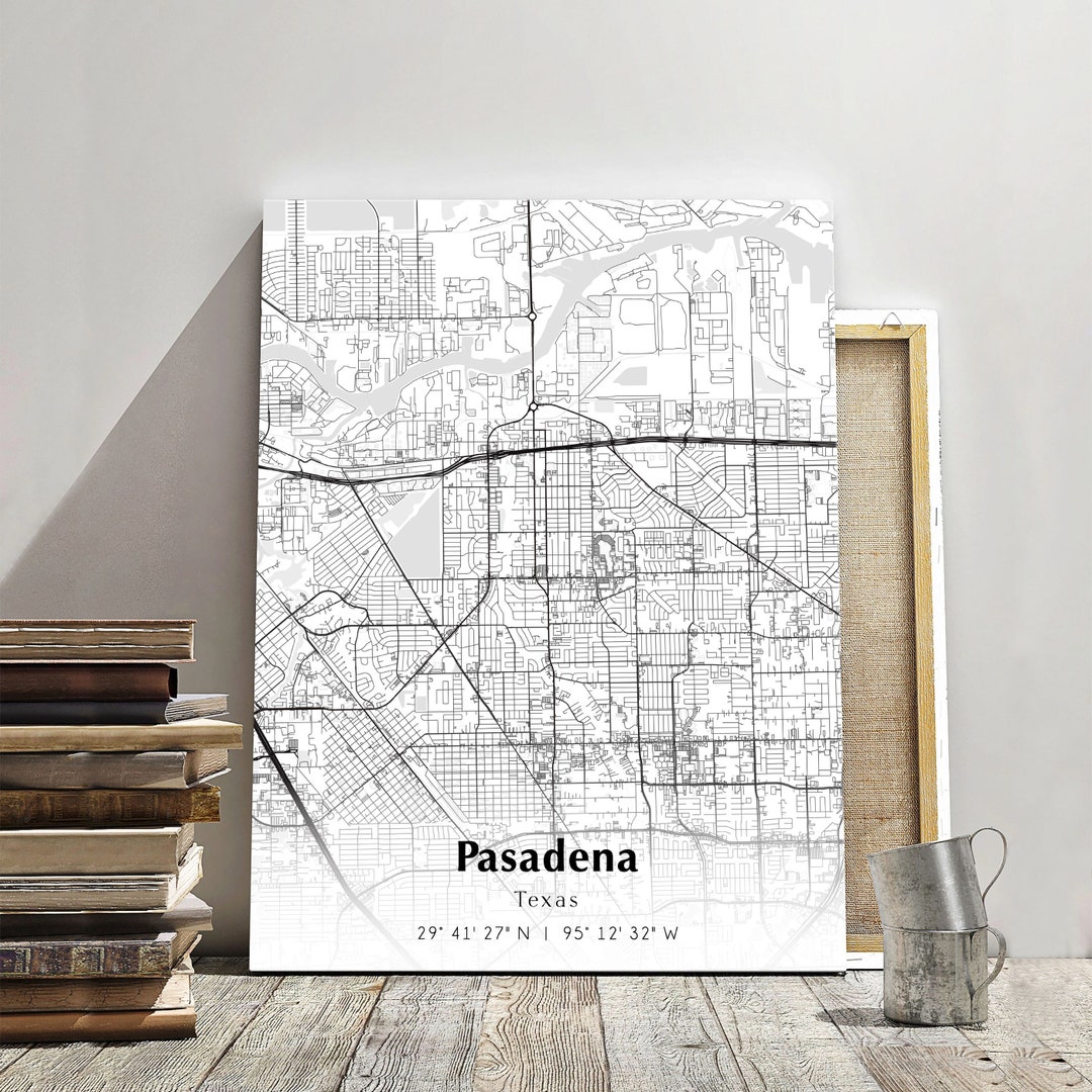 Pasadena City Map Print, Pasadena Texas Map Poster, USA City Street Map ...