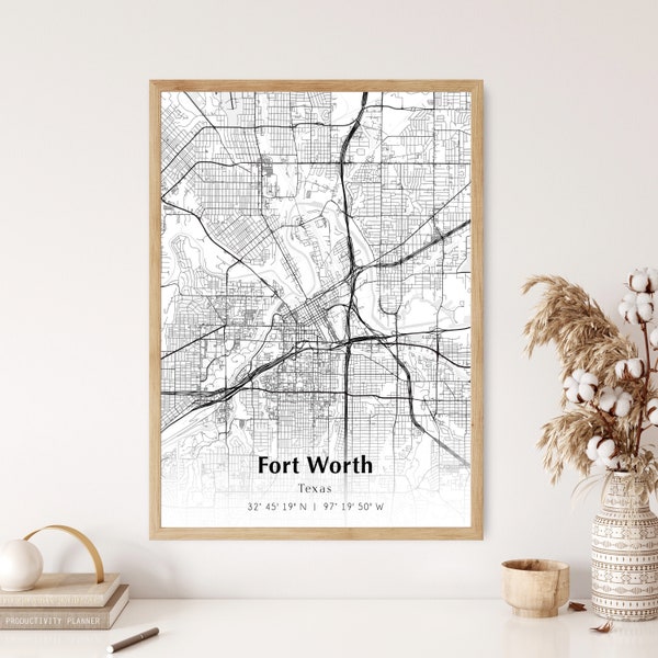 Printable Map of Fort Worth - Etsy