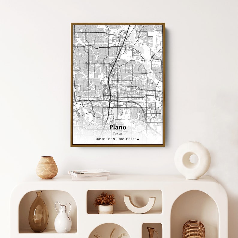 Plano City Map Print, Plano Texas Map Poster, USA City Street Map, Map ...