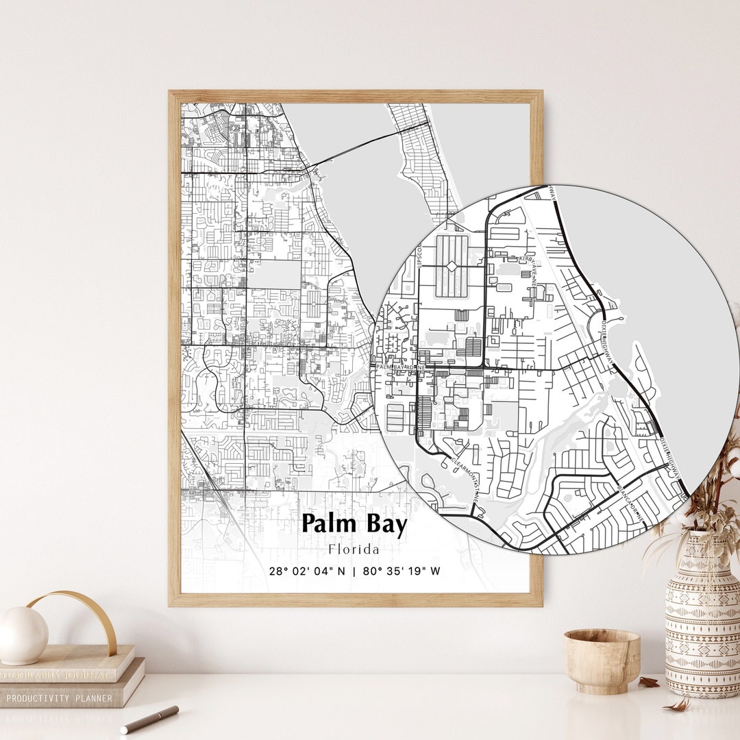 Palm Bay City Map Print, Palm Bay Florida Map Poster, USA City Street ...