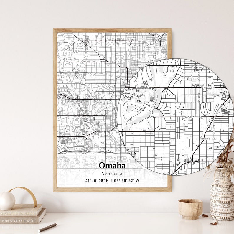 Omaha City Map Print Omaha Nebraska Map Poster USA City - Etsy