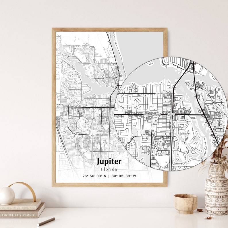Jupiter City Map Print, Jupiter Florida Map Poster, USA City Street Map ...