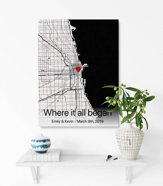 CUSTOM Map Canvas Print Gallery Wrap Map Canvas Print Wall - Etsy