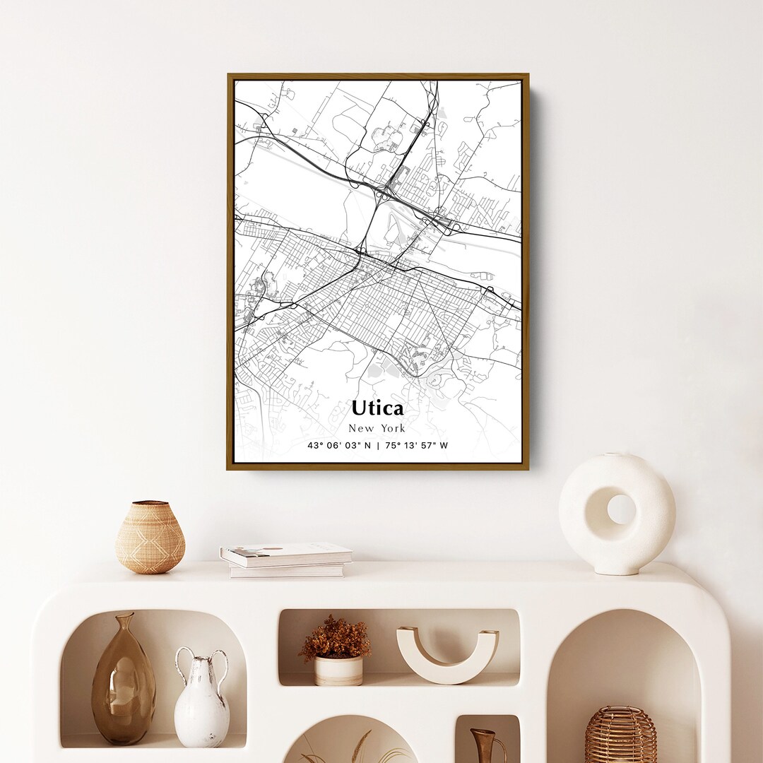 Utica City Map Print, Utica New York Map Poster, USA City Street Map ...