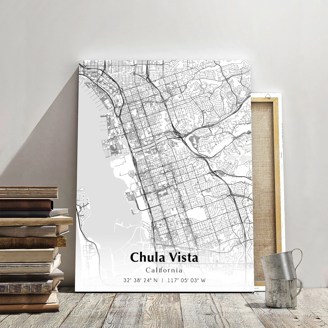 Chula Vista City Map Print, Chula Vista California Map Poster, USA City ...