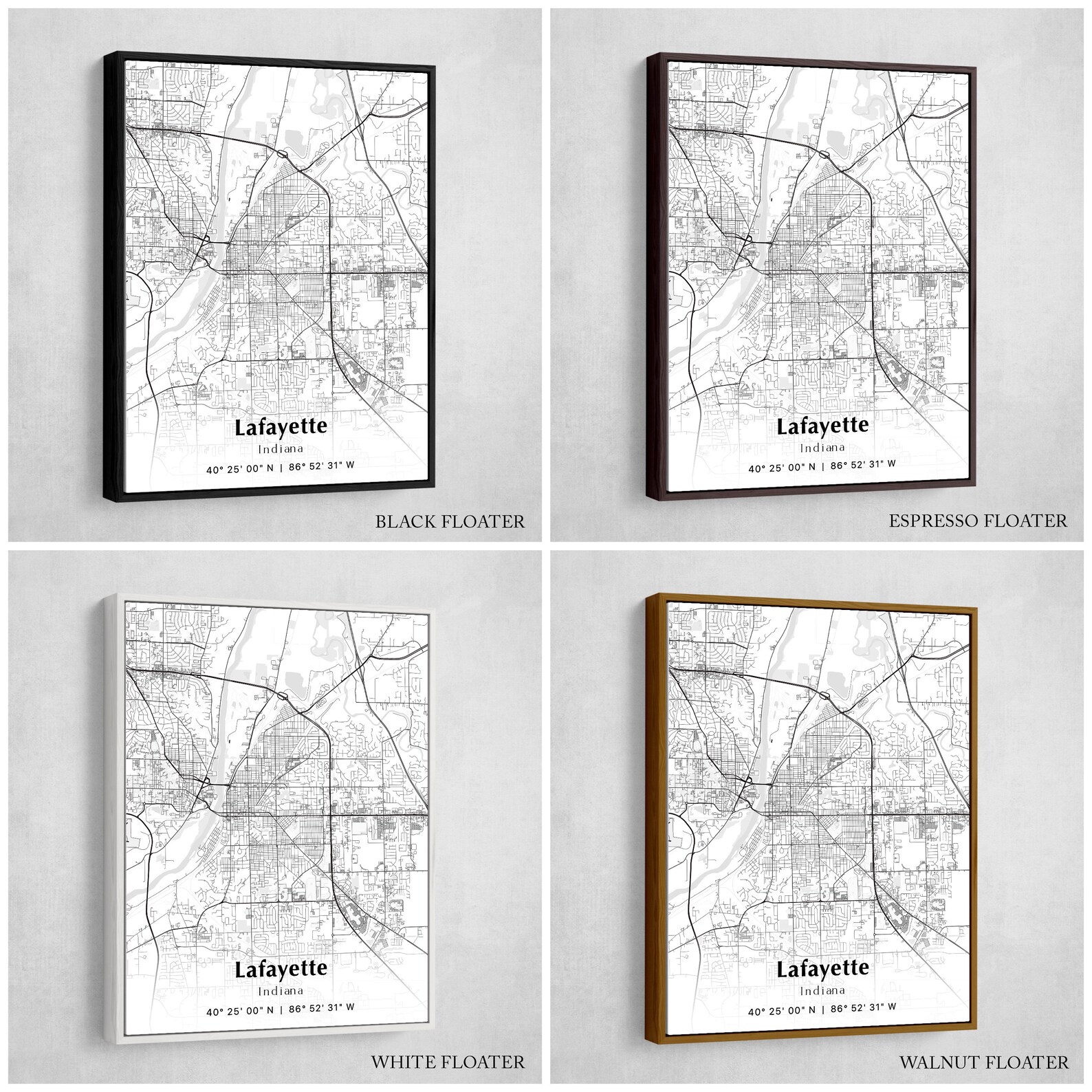 Lafayette City Map Print Lafayette Indiana Map Poster USA - Etsy