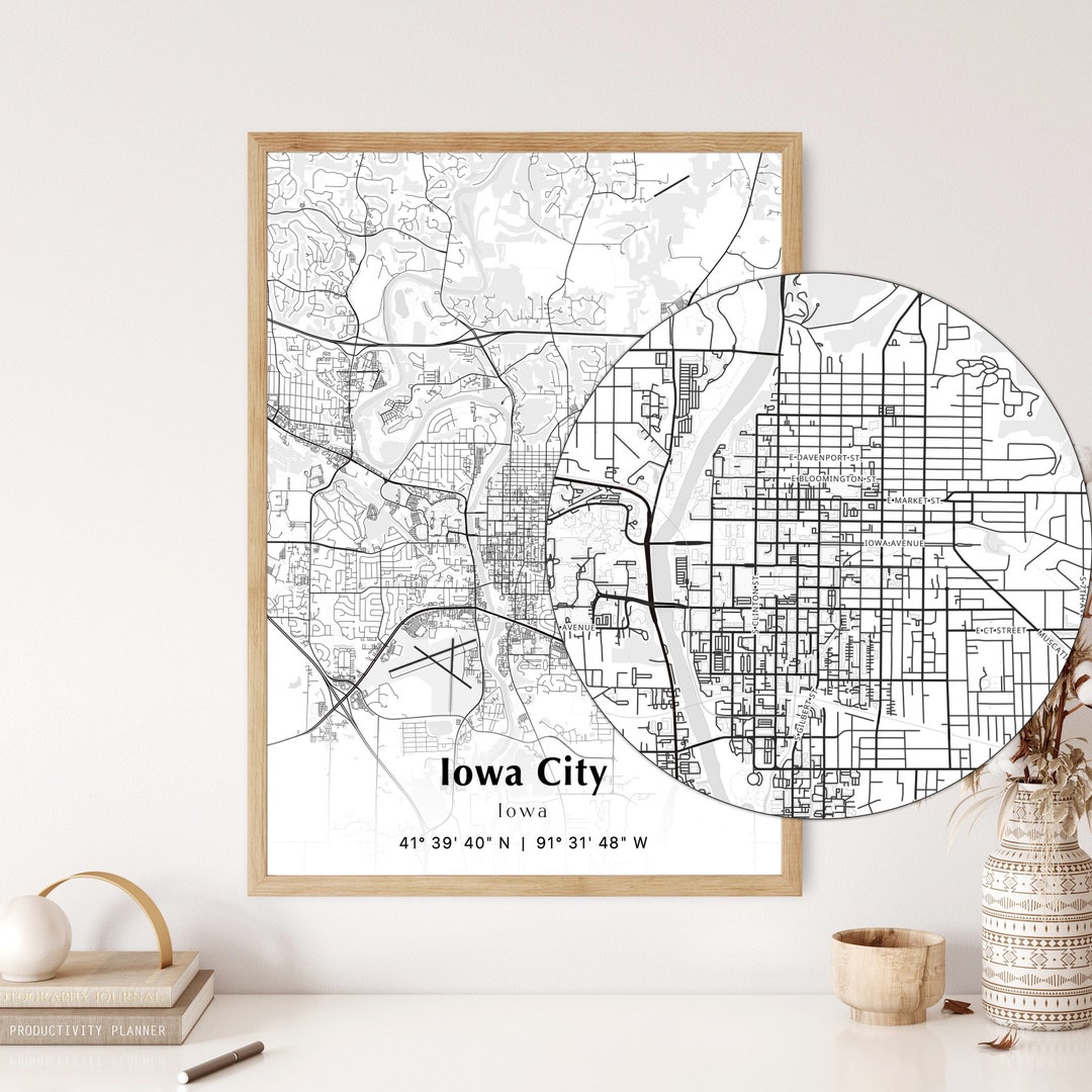 Iowa City Map Print, Iowa City Map Poster, USA City Street Map, Map of ...