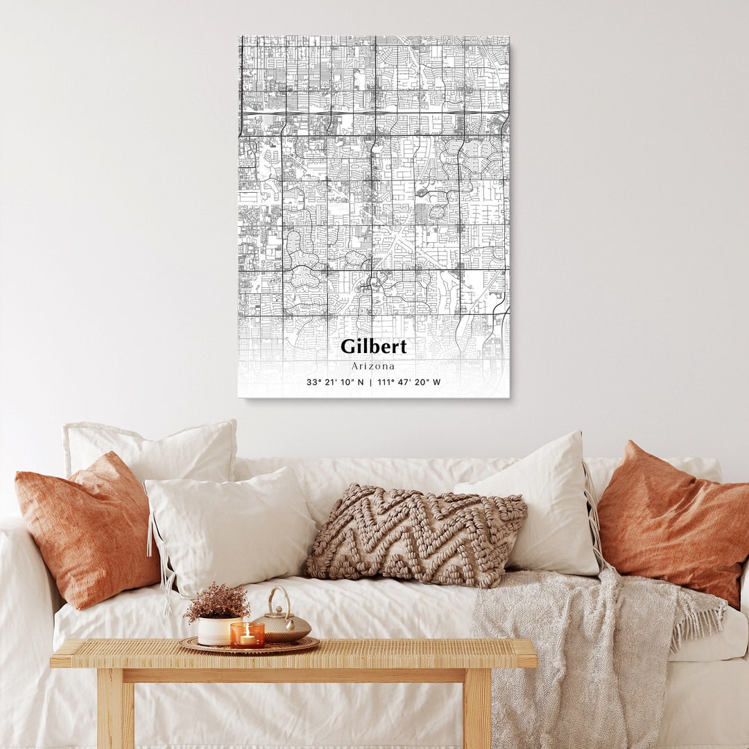 Gilbert City Map Print, Gilbert Arizona Map Poster, USA City Street Map ...