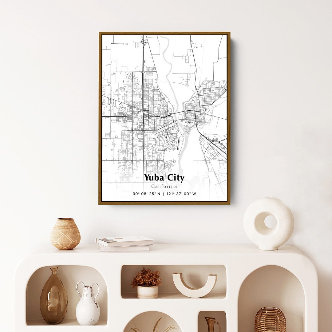 Yuba City City Map Print, Yuba City California Map Poster, USA City ...