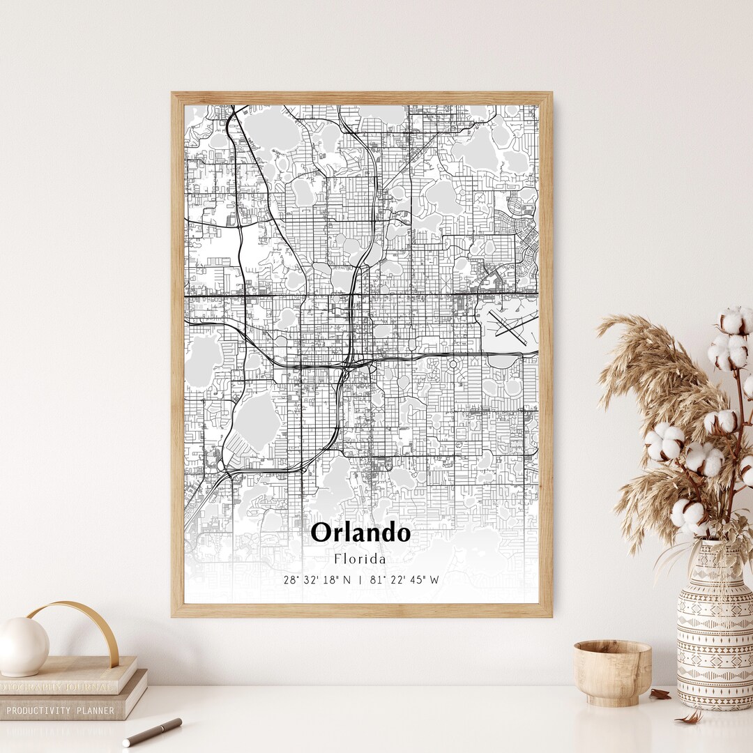 Map of Orlando Digital File, Modern City Map, Orlando Printable Map ...