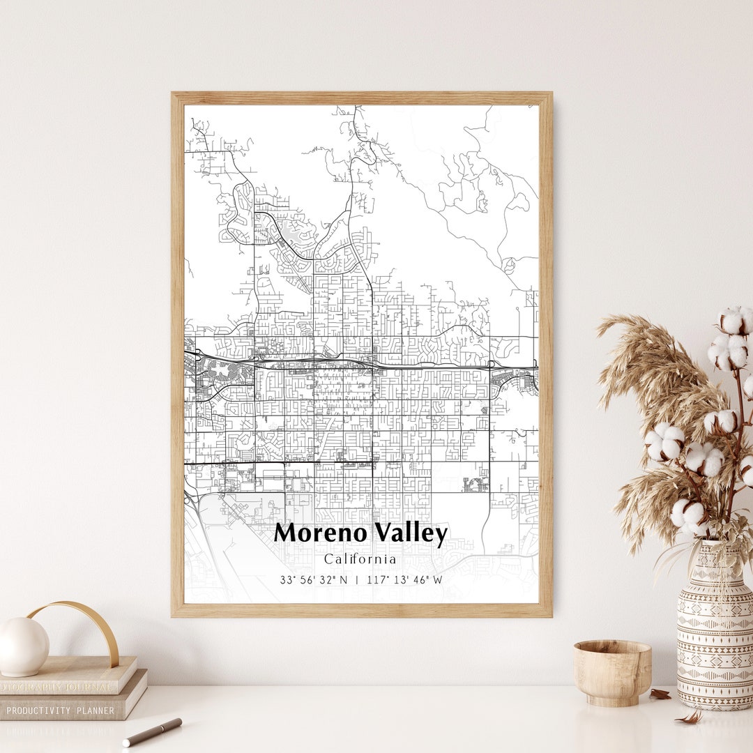 Map of Moreno Valley Digital File Modern City Map Moreno - Etsy