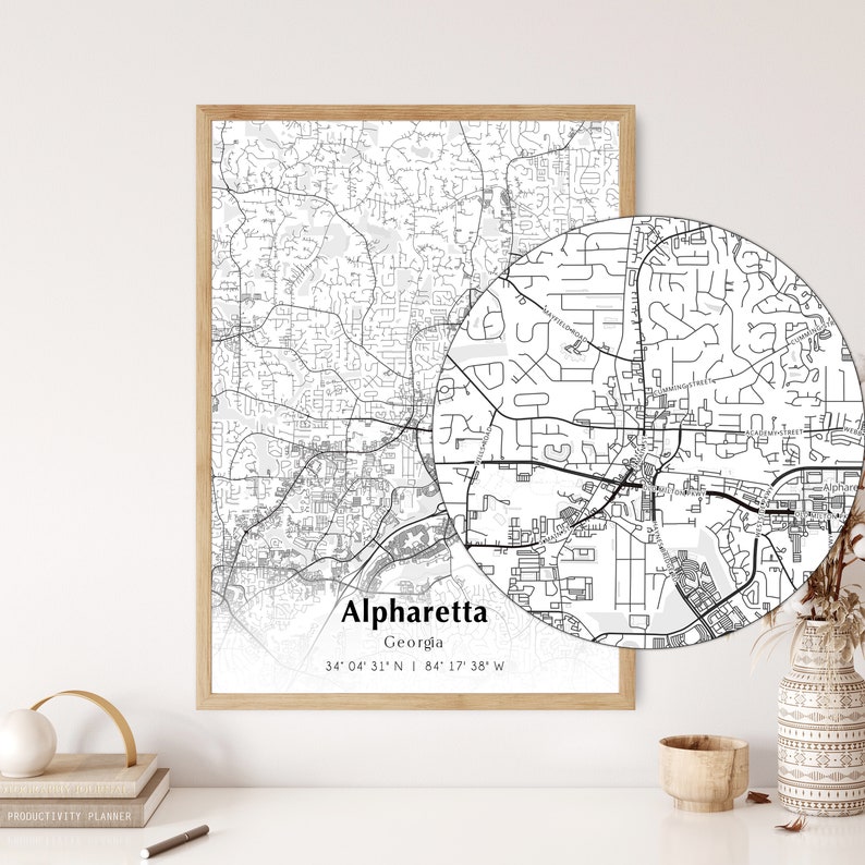 Map of Alpharetta Digital File Modern City Map Alpharetta - Etsy