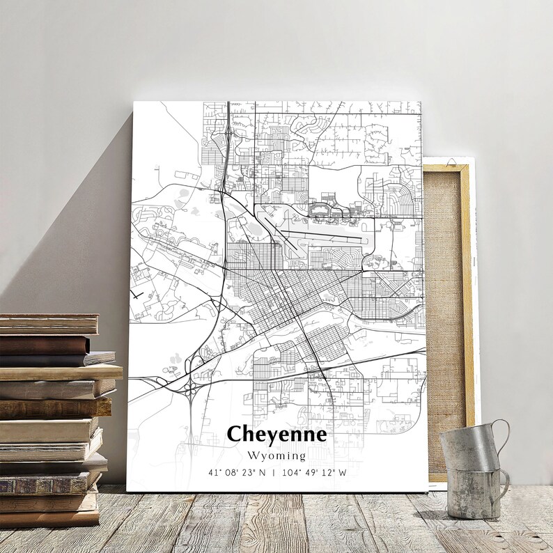 Cheyenne City Map Print, Cheyenne Wyoming Map Poster, USA City Street ...
