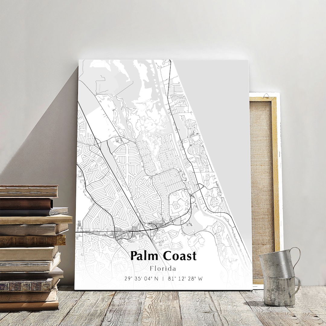 Palm Coast City Map Print, Palm Coast Florida Map Poster, USA City ...