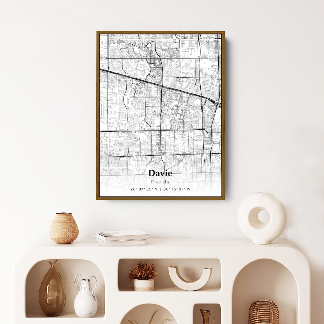 Davie City Map Print, Davie Florida Map Poster, USA City Street Map ...