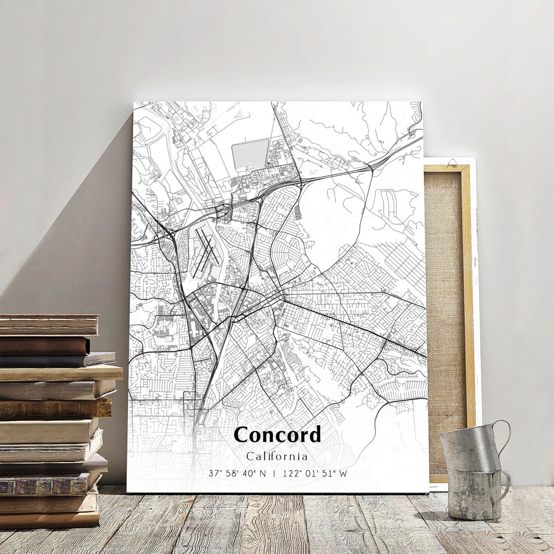 Concord City Map Print, Concord California Map Poster, USA City Street ...