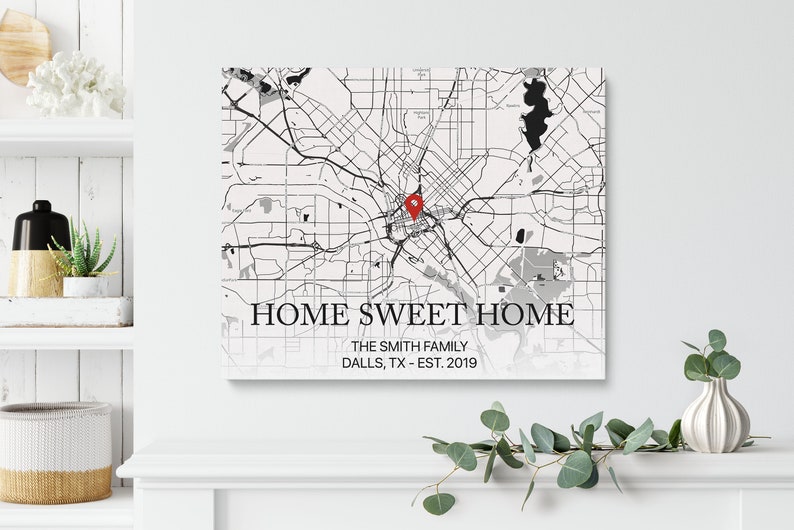 Custom Map Print, Custom Home Address Print, Home Sweet Home ...