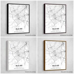 Rock Hill City Map Print, Rock Hill South Carolina Map Poster, USA City ...