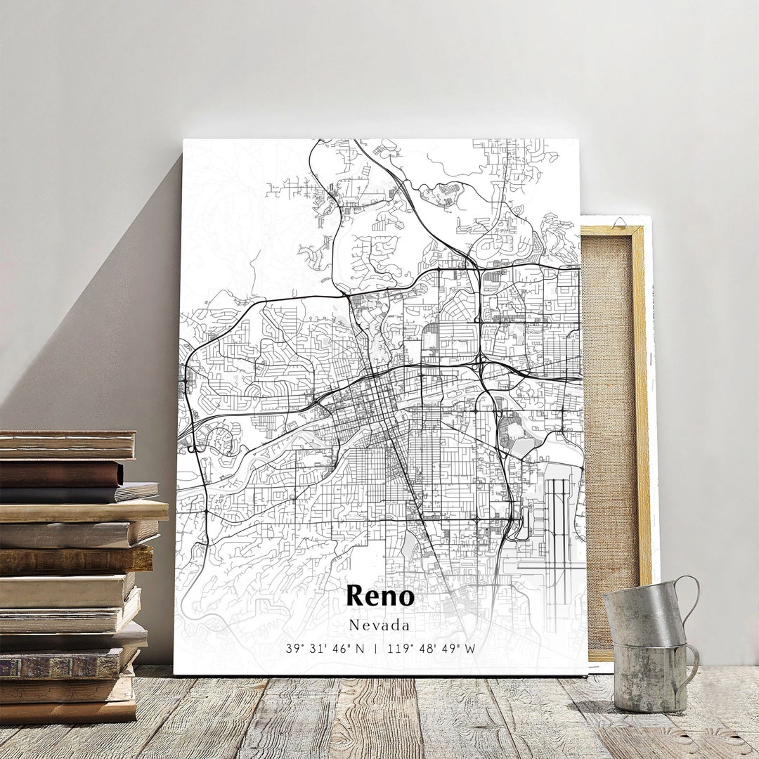 Reno City Map Print, Reno Nevada Map Poster, USA City Street Map, Map ...