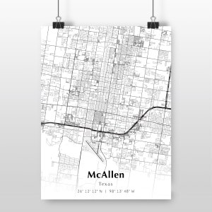 Mcallen City Map Print, Mcallen Texas Map Poster, USA City Street Map ...