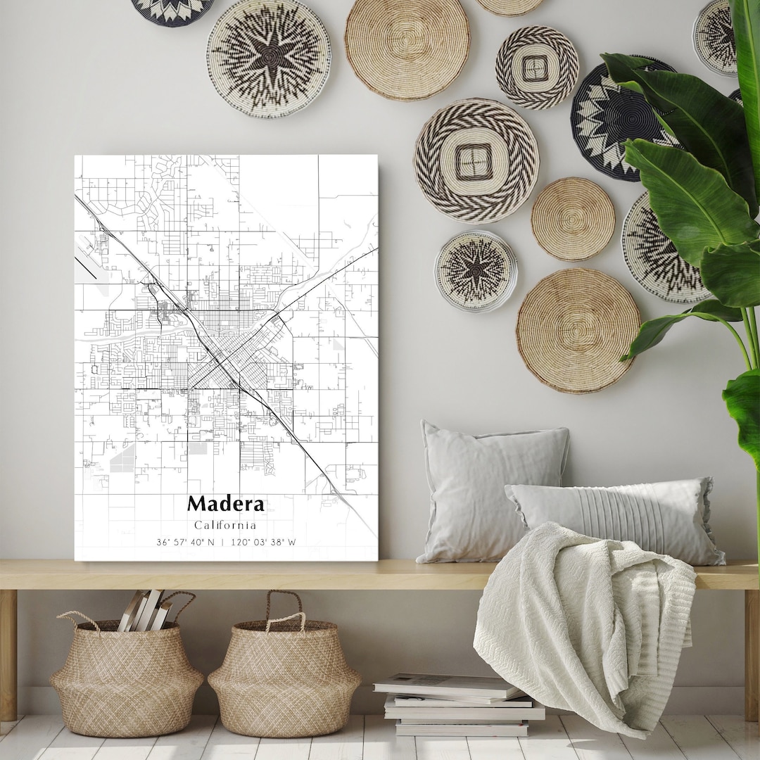 Madera City Map Print, Madera California Map Poster, USA City Street ...