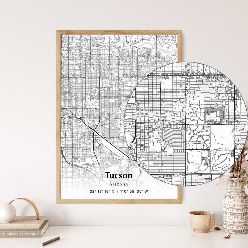 Tucson City Map Print Tucson Arizona Map Poster USA City - Etsy