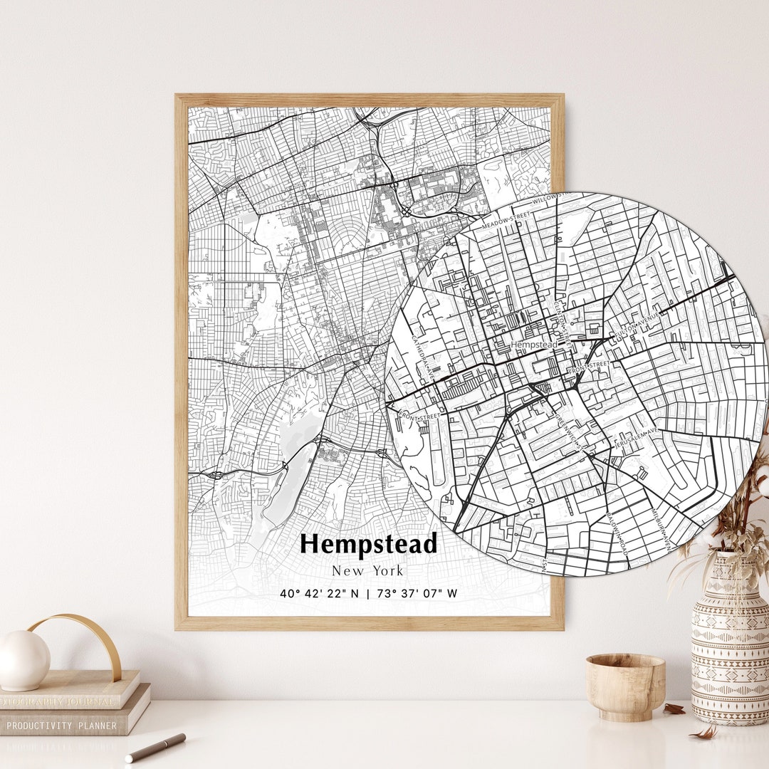Hempstead City Map Print, Hempstead New York Map Poster, USA City ...