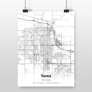Yuma City Map Print, Yuma Arizona Map Poster, USA City Street Map, Map ...