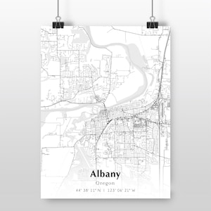 Albany City Map Print, Albany Oregon Map Poster, USA City Street Map ...