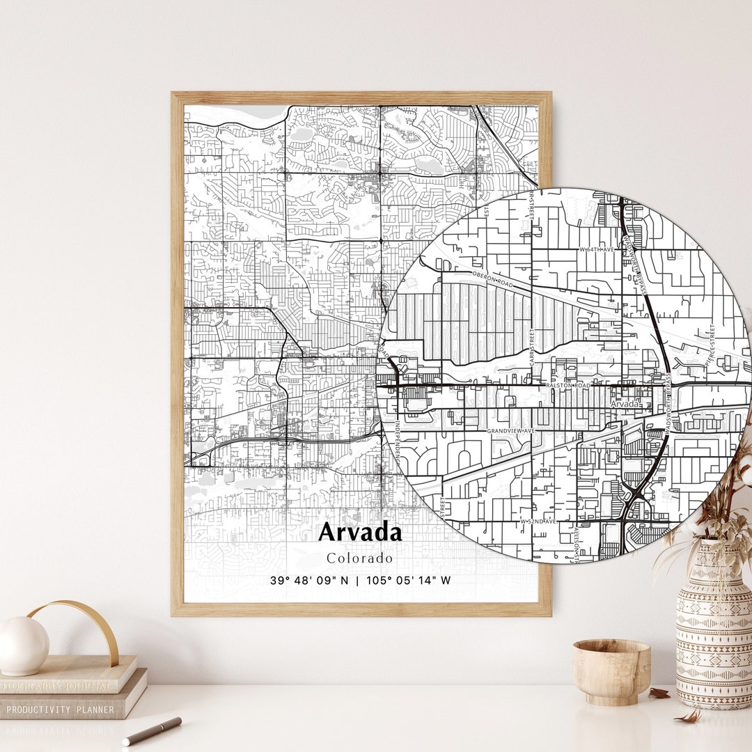 Arvada City Map Print, Arvada Colorado Map Poster, USA City Street Map ...