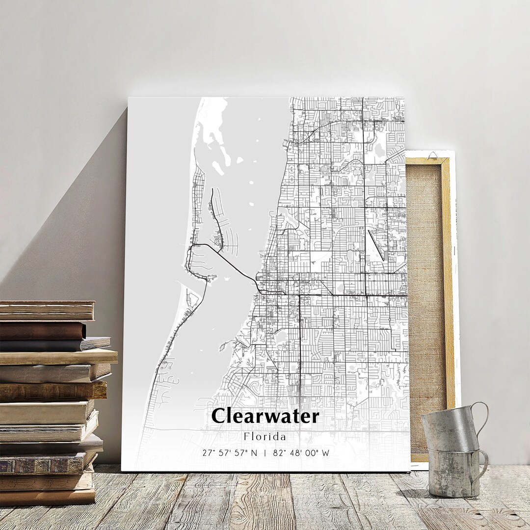 Clearwater City Map Print, Clearwater Florida Map Poster, USA City ...