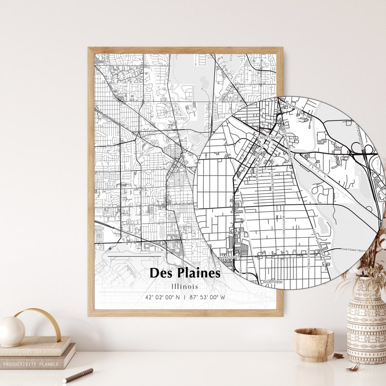 Map of Des Plaines Digital File Modern City Map Des Plaines - Etsy