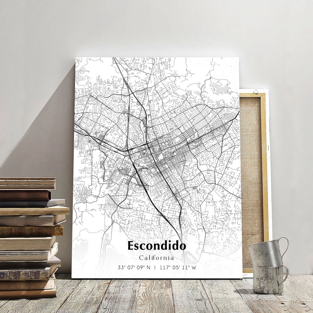 Escondido City Map Print, Escondido California Map Poster, USA City ...