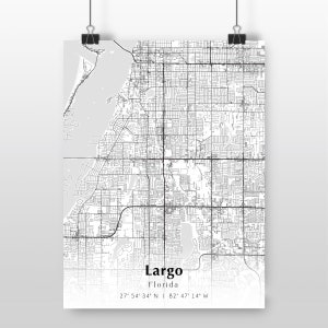 Largo City Map Print, Largo Florida Map Poster, USA City Street Map ...