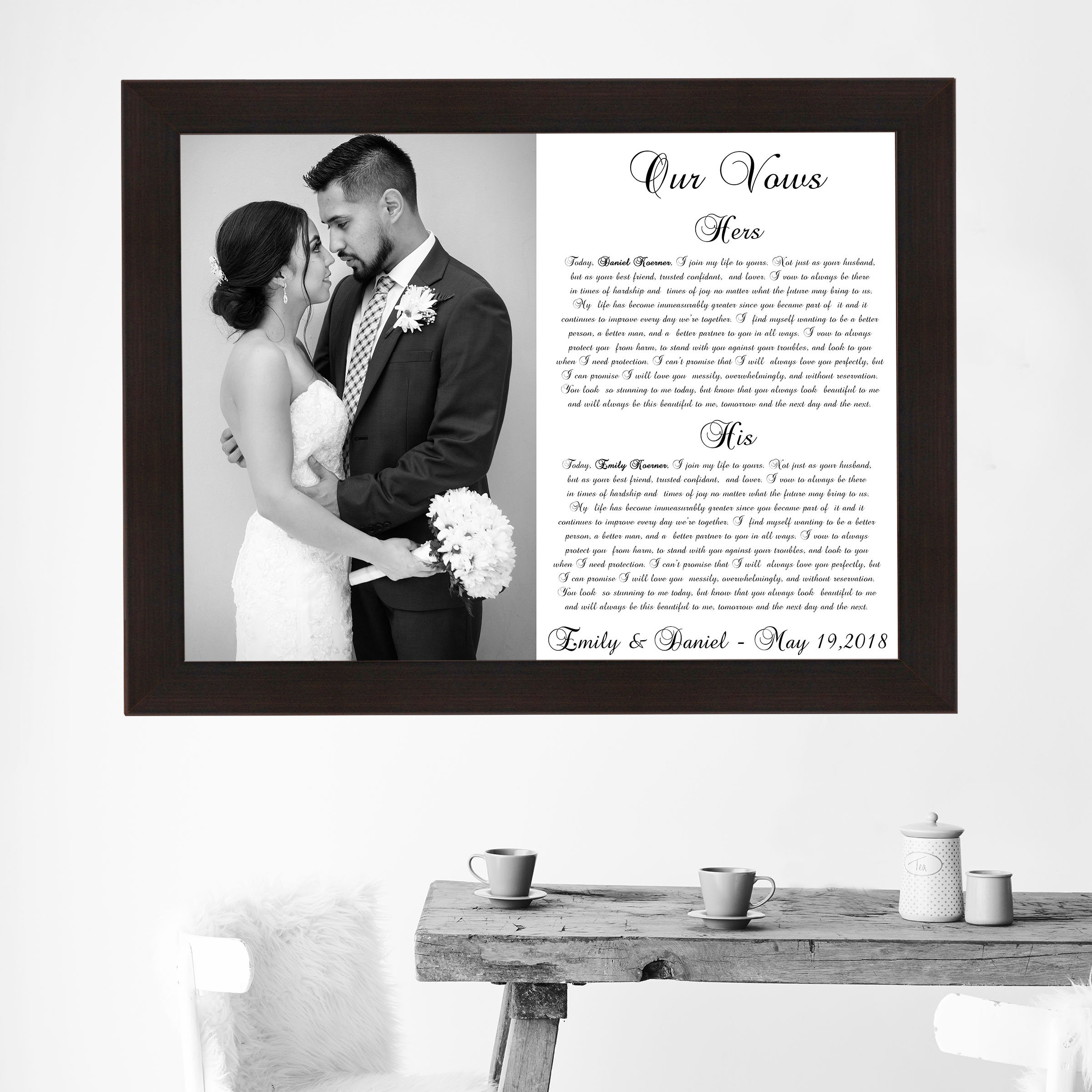 Wedding Vows Framed Your Wedding Vows and Photo Wooden - Etsy