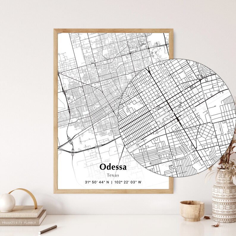 Odessa City Map Print, Odessa Texas Map Poster, USA City Street Map ...