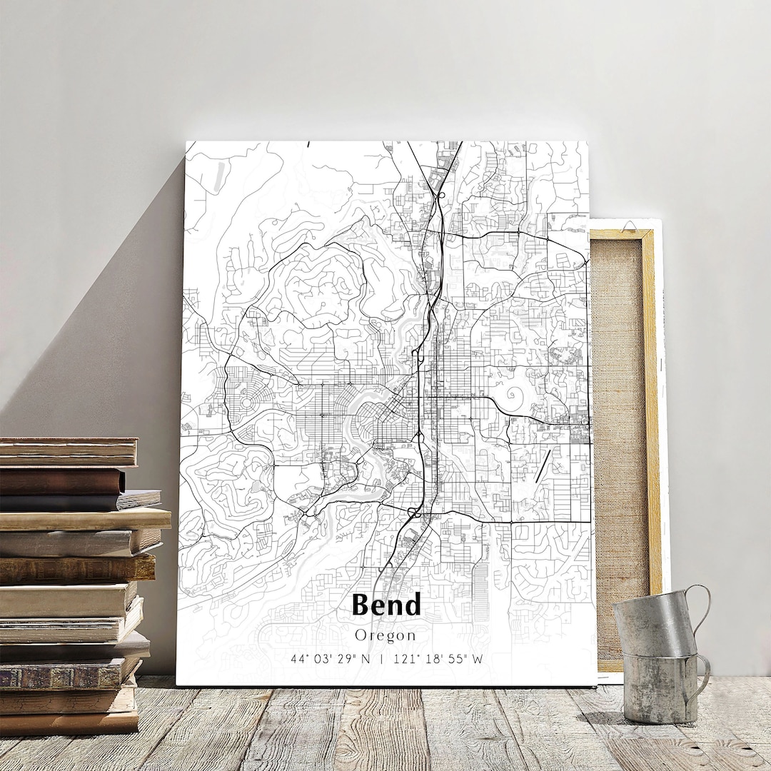 Bend City Map Print, Bend Oregon Map Poster, USA City Street Map, Map ...
