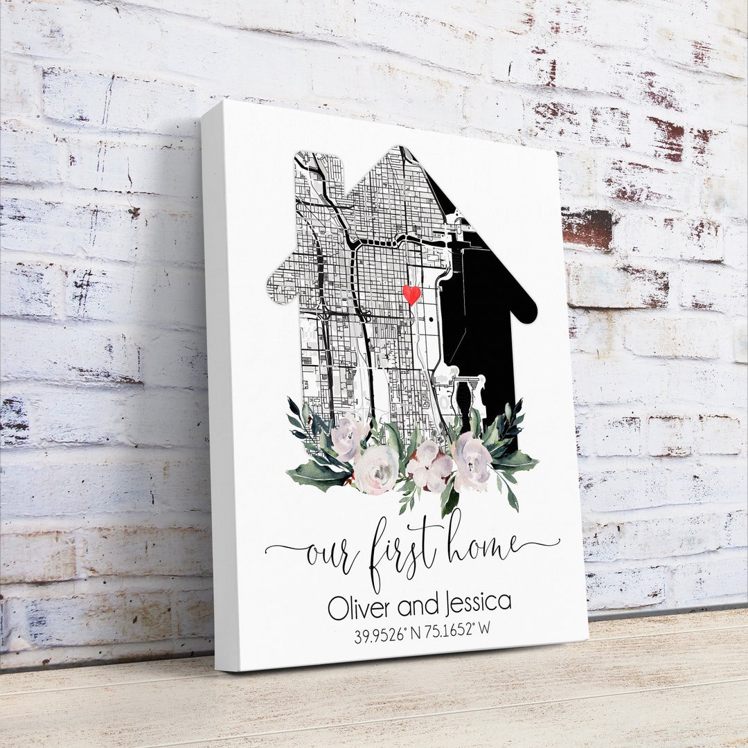 Our First Home Map, New Home Owner Gift, New Home Purchase Decor, Home ...