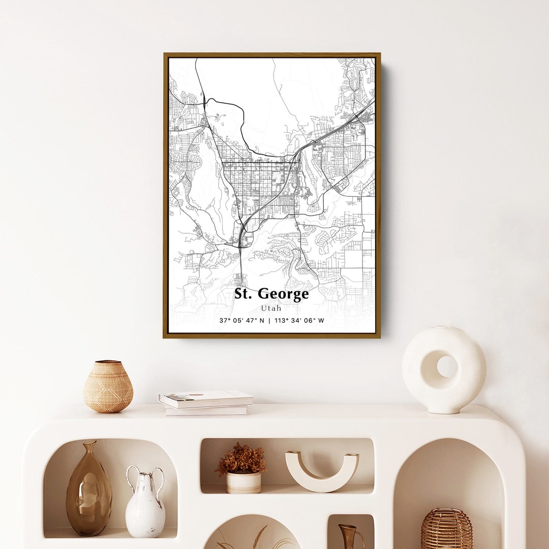 St. George City Map Print, St. George Utah Map Poster, USA City Street ...