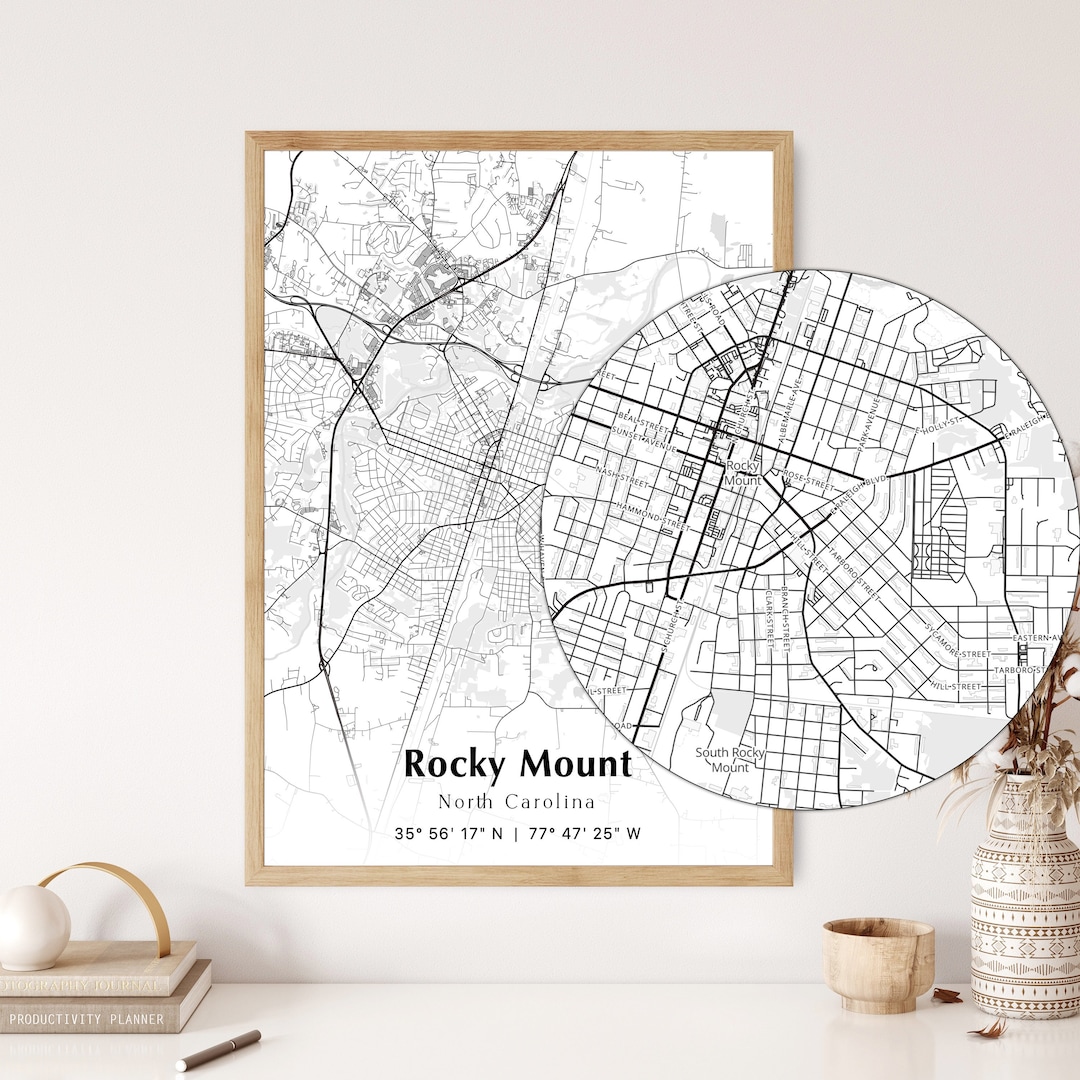 Rocky Mount City Map Print, Rocky Mount North Carolina Map Poster, USA ...