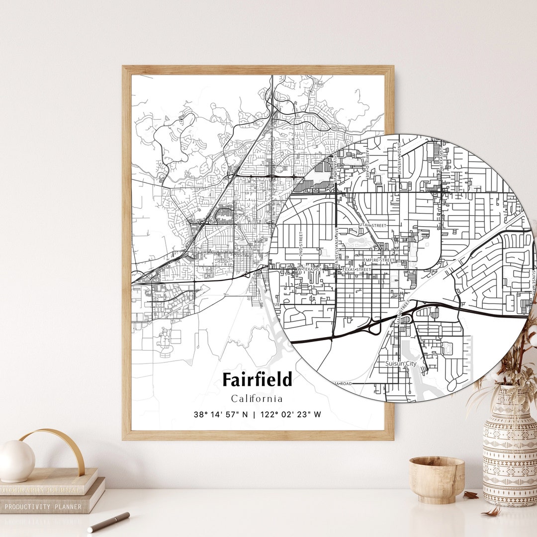 Fairfield City Map Print, Fairfield California Map Poster, USA City ...