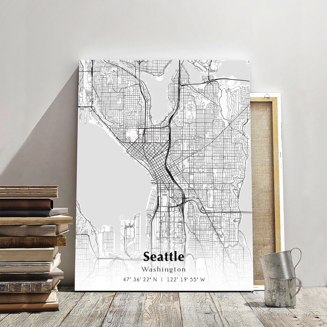 Seattle City Map Print, Seattle Washington Map Poster, USA City Street ...