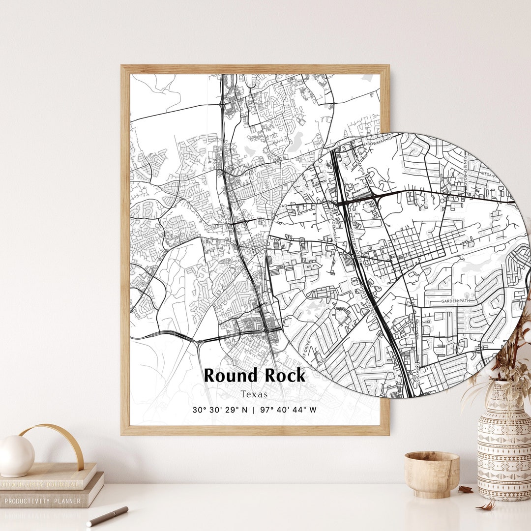 Round Rock City Map Print, Round Rock Texas Map Poster, USA City Street ...